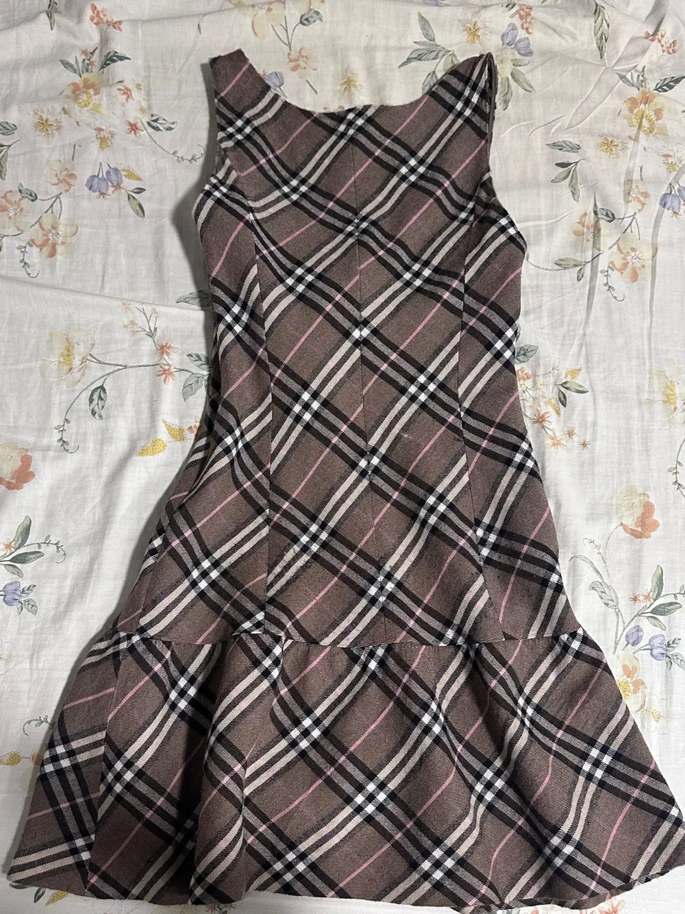 Burberry | Dresses | Vintage Burberry Brown Plaid Mini Dress With Vneck ...
